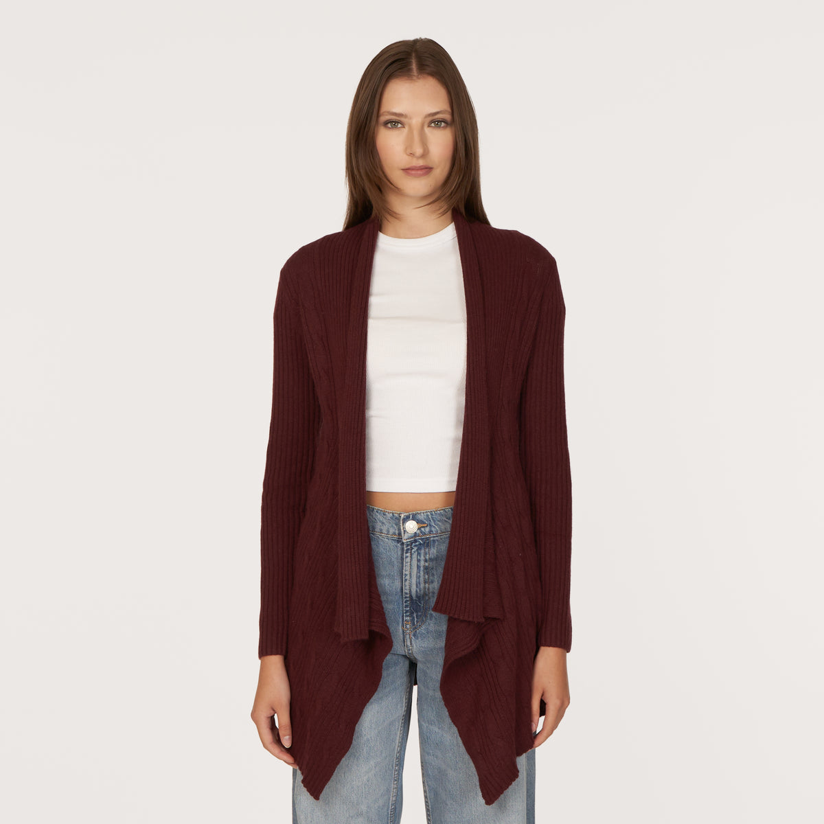 Cable Drape in Wine | Autumn Cashmere